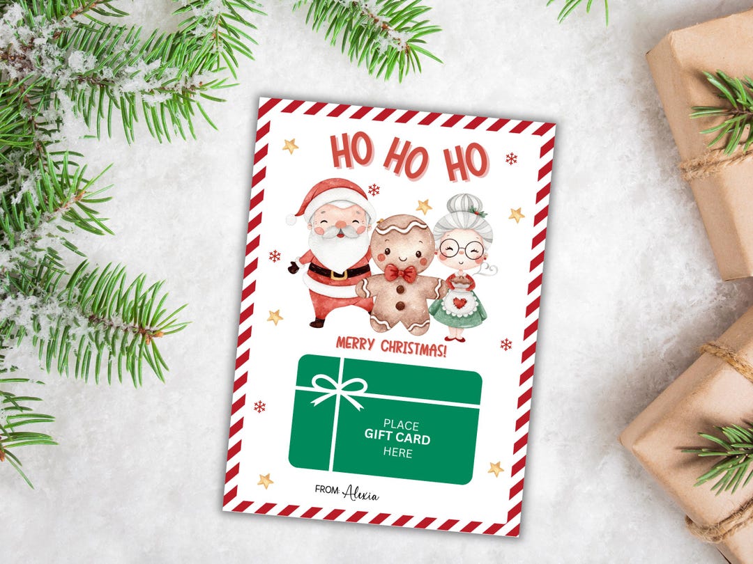 Ho Ho Ho Gift Card Holder, Holiday Gift Card, Watercolor Christmas ...