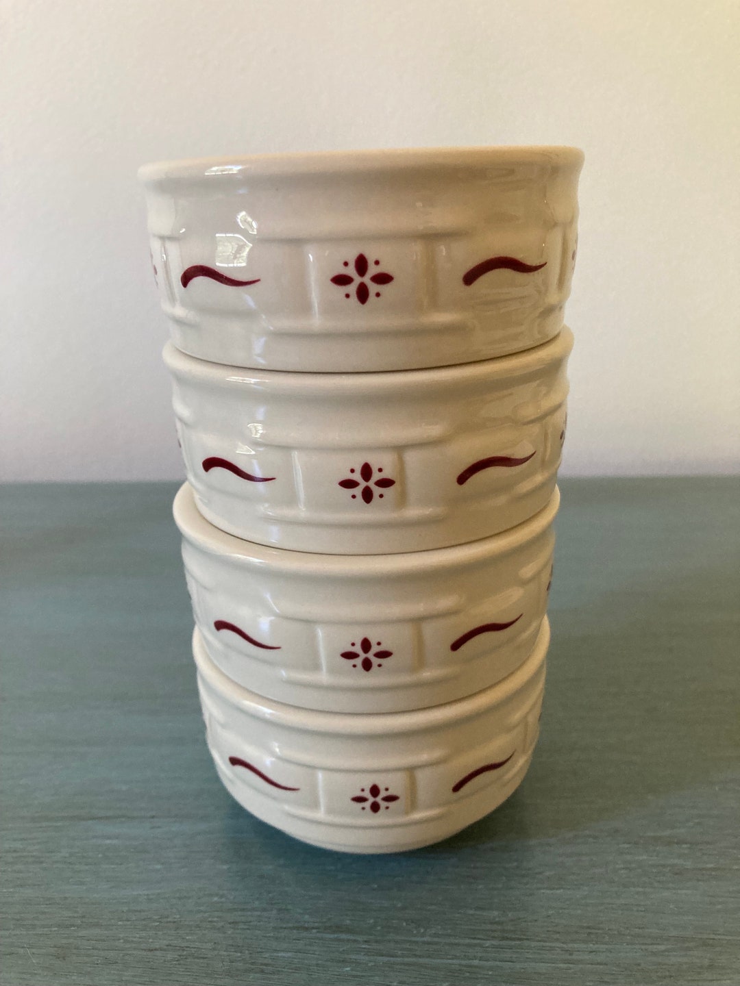 Longaberger Pottery Woven Traditions Custard Cup / Dip Red - Etsy