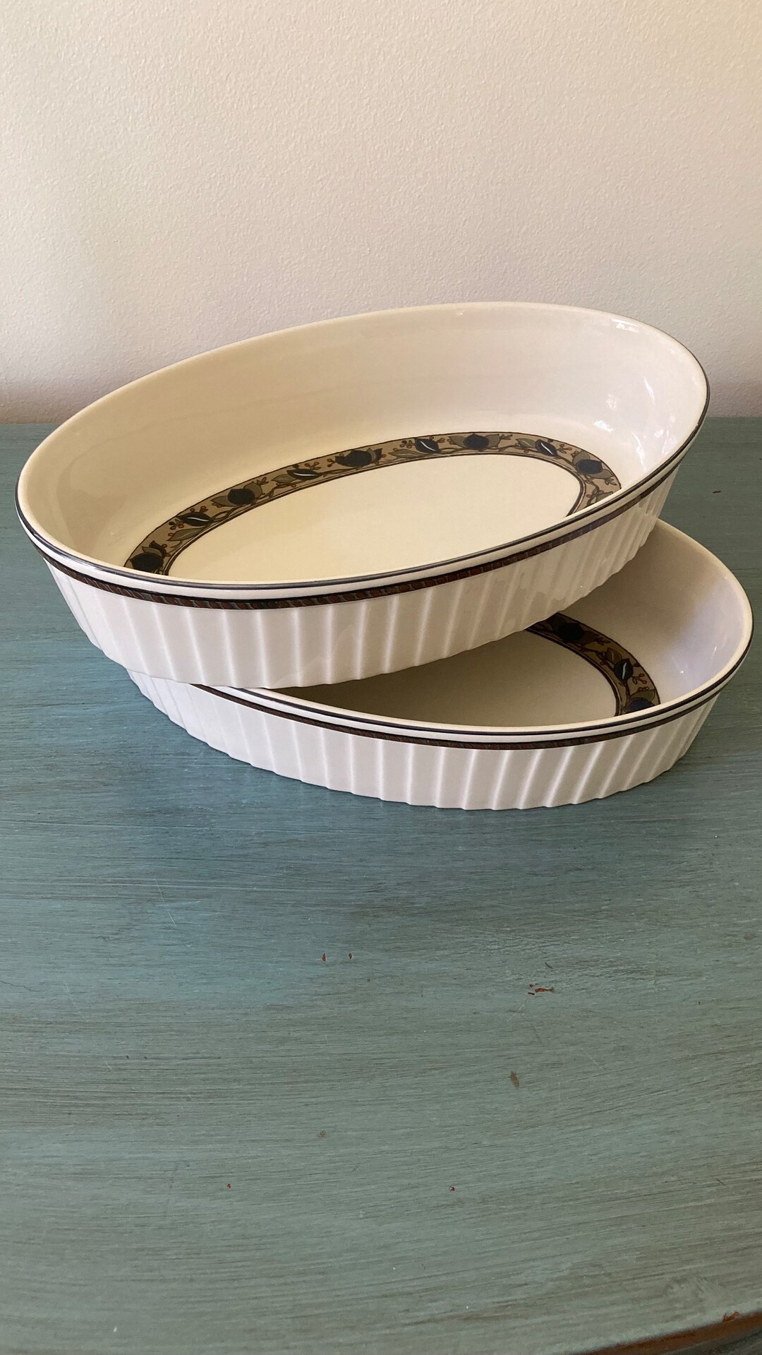 Mikasa Intaglio Arabella Oval Casserole Dish - Two Available - Sold ...