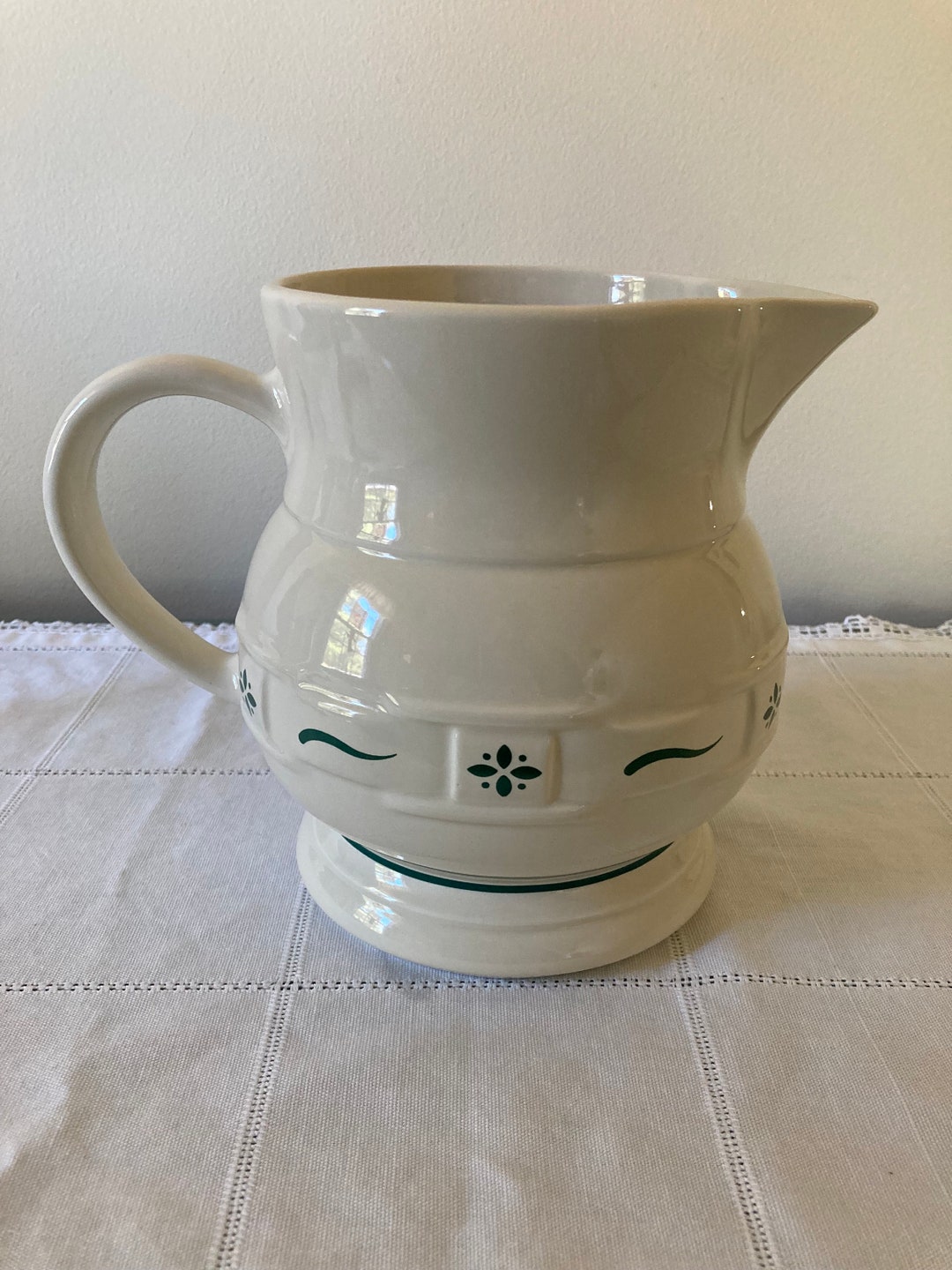 Longaberger Pottery Woven Traditions Large 64 Oz. Pitcher - Heritage ...