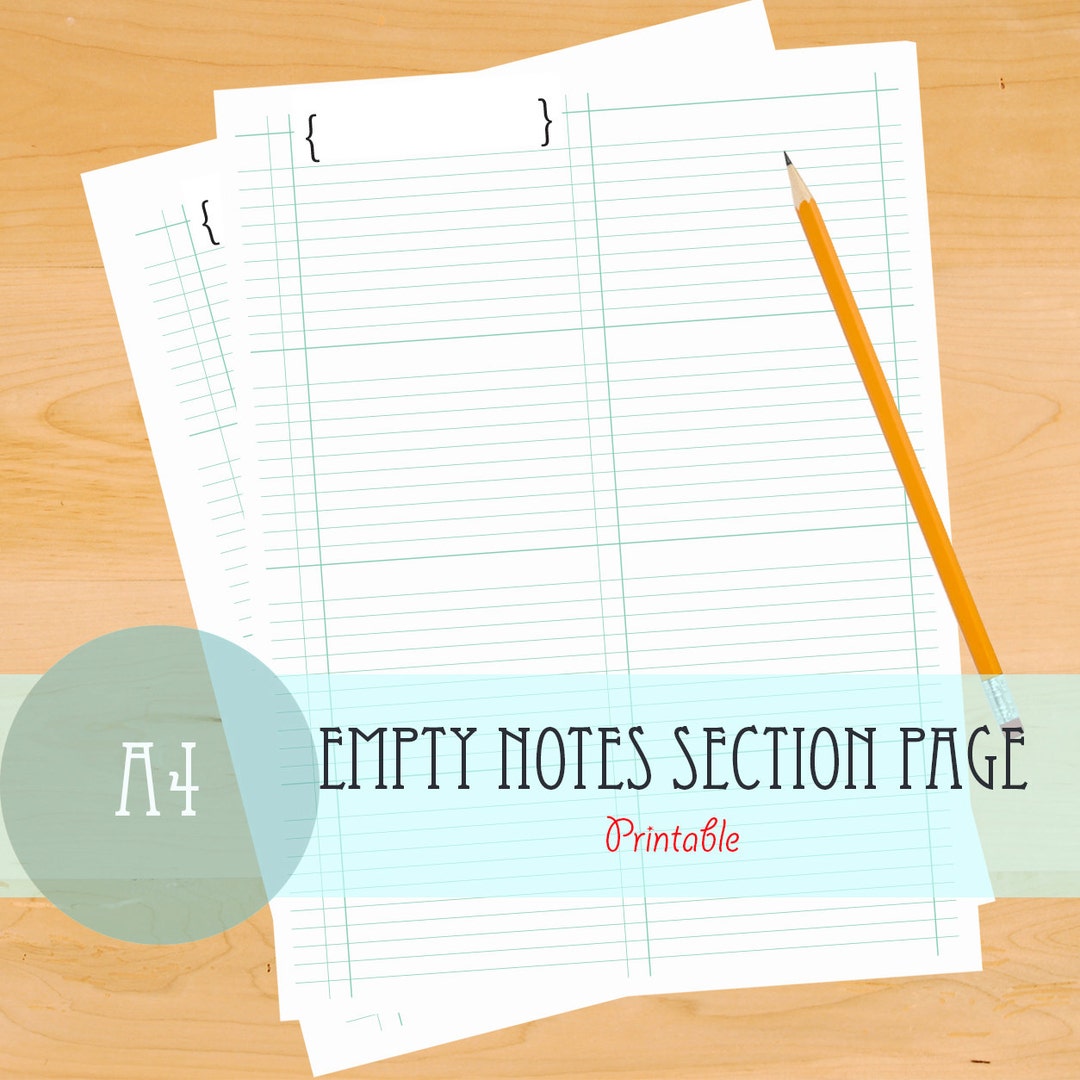 Section Notes Page - No Label - Printable - Etsy