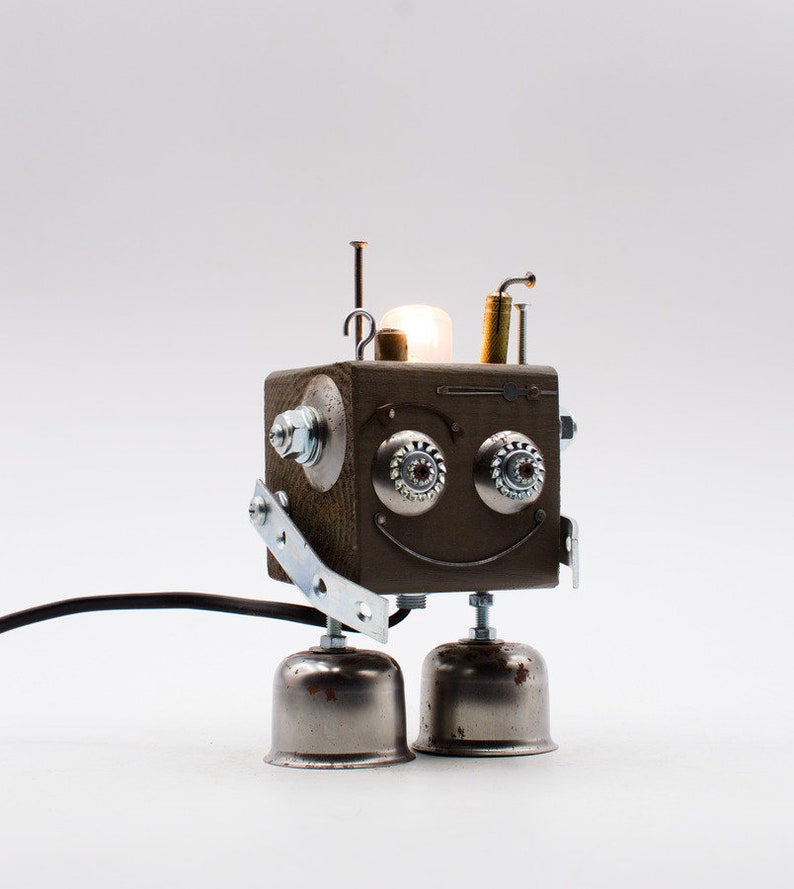 Robot Table Lamp, Bedside Lamp, Handmade With Recycled Materials - Etsy