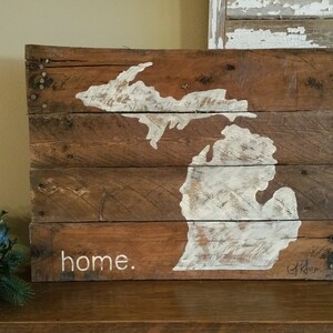 State of Michigan, Pure Michigan Painting, Reclaimed Wood Pallet Wall ...