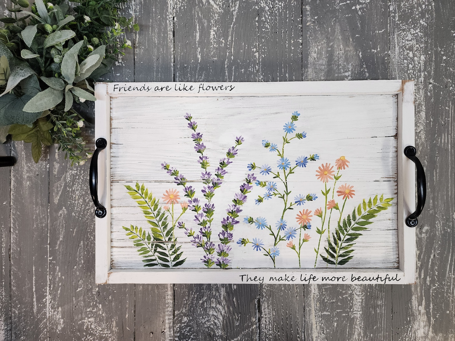 Decorative Wildflower Summer Tray Farmhouse White Decor Barn - Etsy