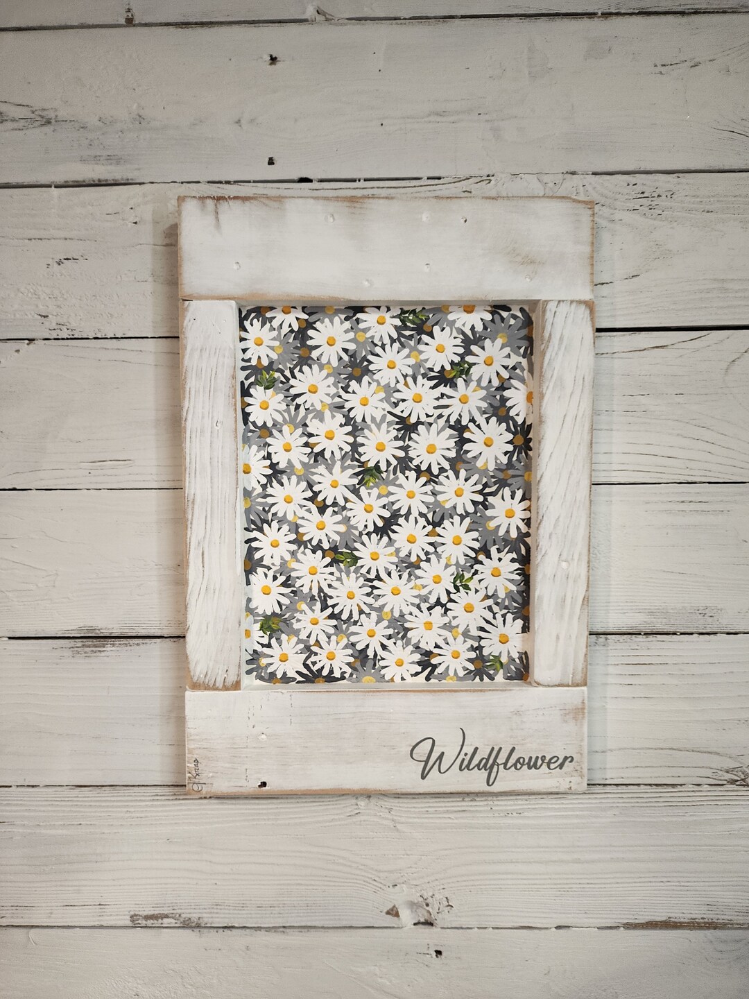 Acrylic Floral Gray Daisy Painting on Pallet Wood, Daisy Design on ...