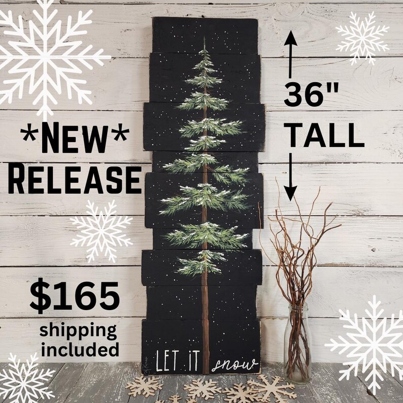 Let It Snow Tall Welcome Sign With Black Accent Handmade Recyecled ...