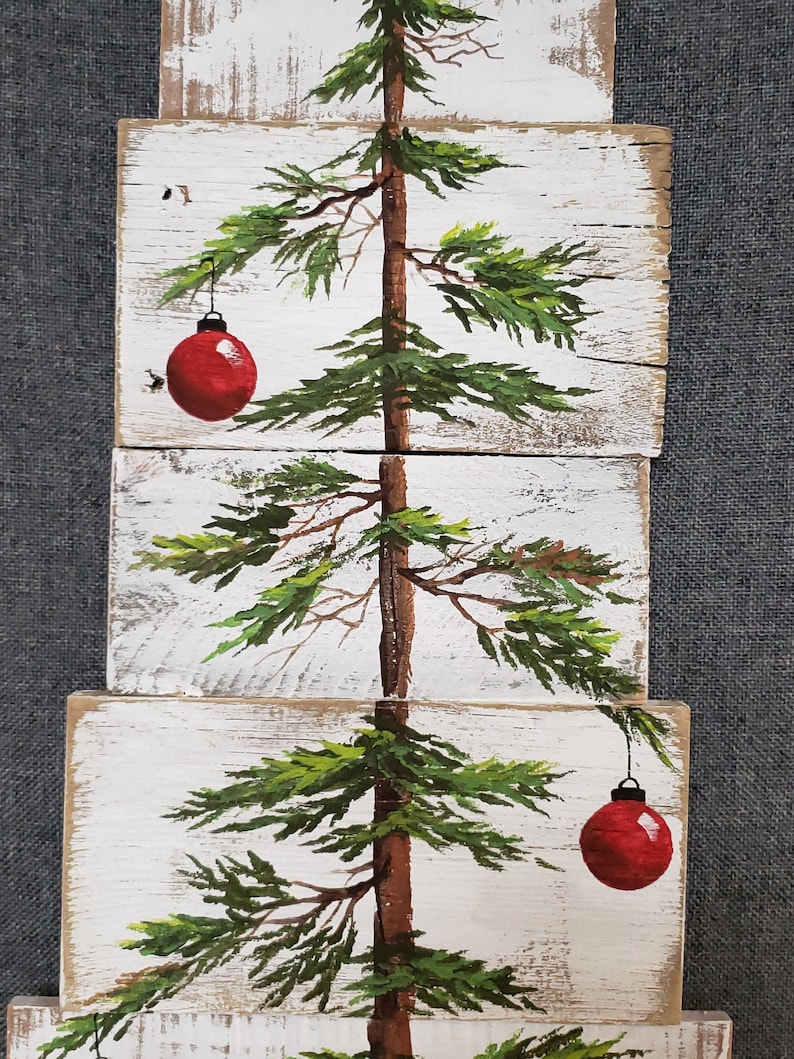 Christmas tree sign farmhouse decor Christmas painted | Etsy
