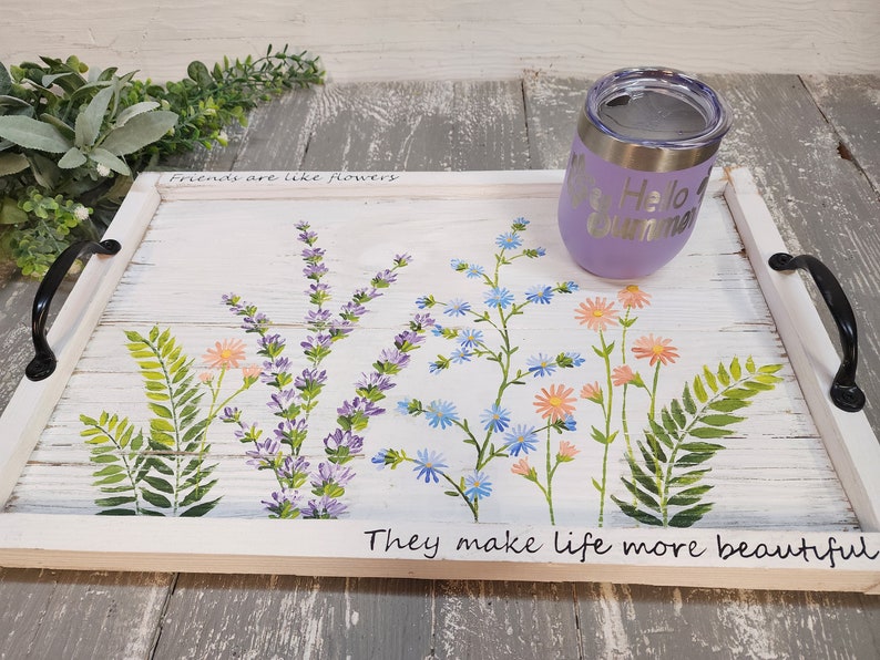 Decorative Wildflower Summer Tray Farmhouse White Decor Barn - Etsy