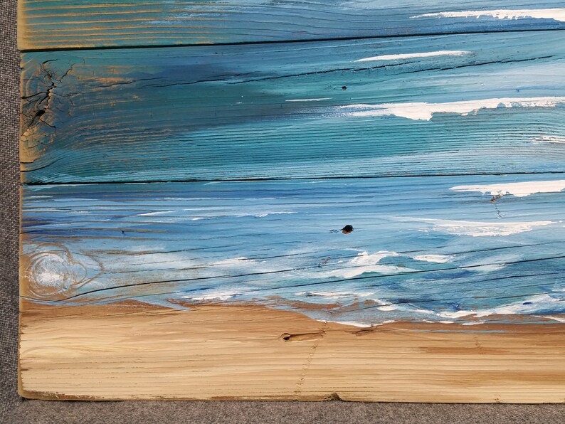 Pallet Beach Painting, Pallet Ocean Wall Art, Beach Blues, Upcycled ...