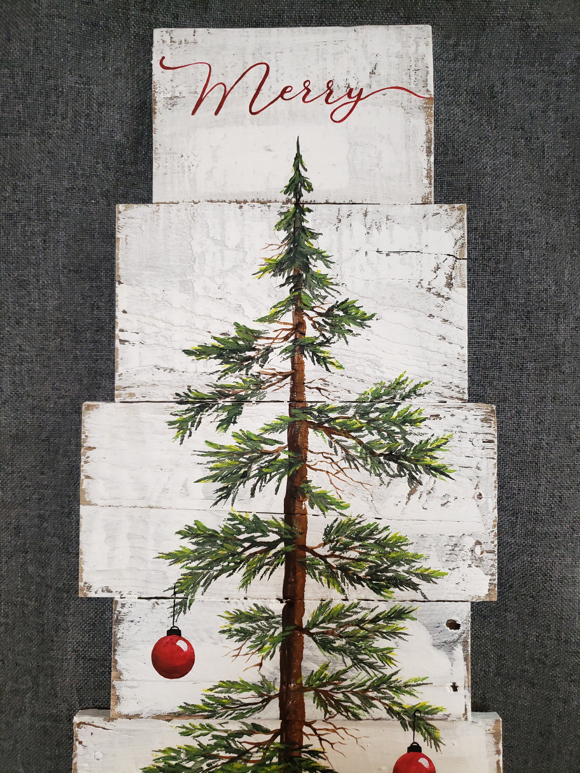 Christmas Tree Sign, Merry, Farmhouse Decor, Christmas Painted ...