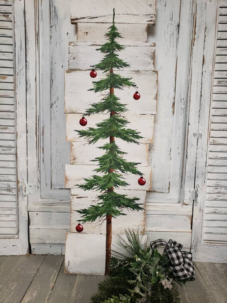 Christmas Tree Sign, Farmhouse Decor, Christmas Painted Decoration ...