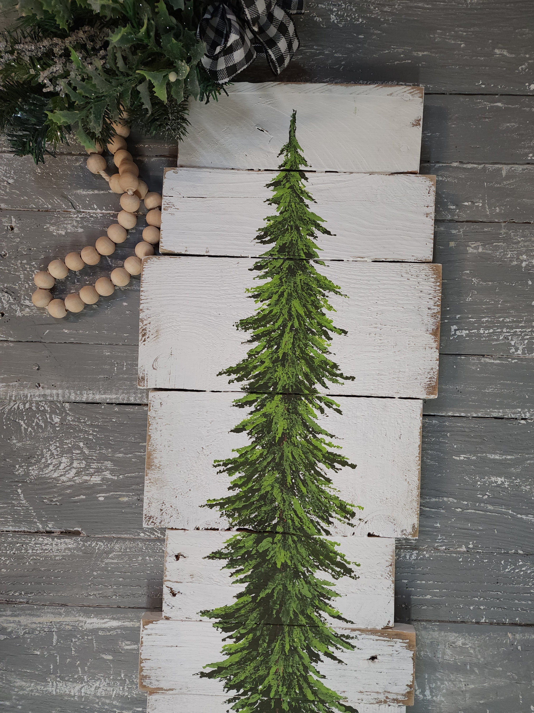Pine Tree, Christmas Tree, White Washed Reclaimed Wood Pallet Art ...