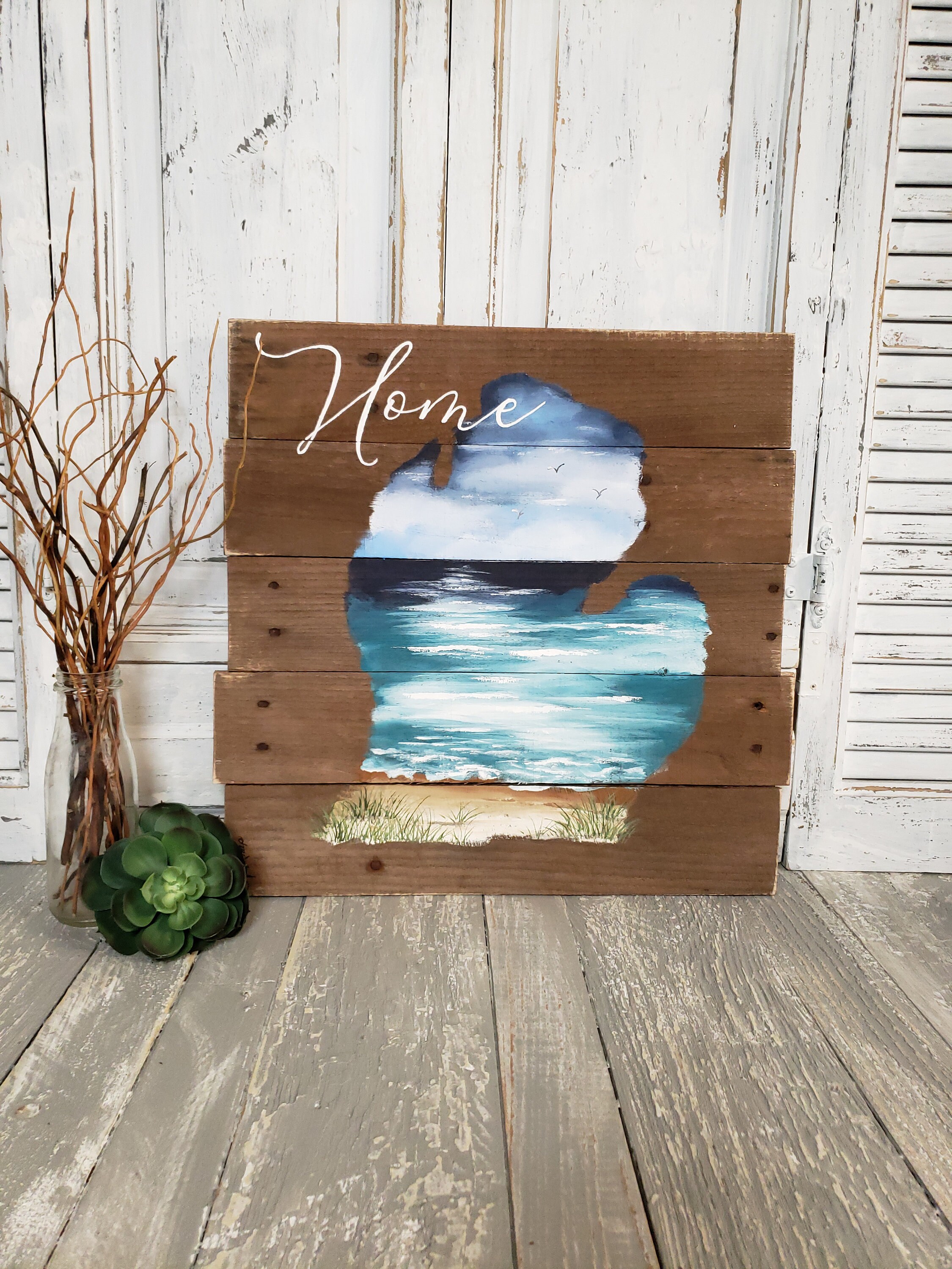 State of Michigan Painting Pure Michigan Michigan Beach | Etsy