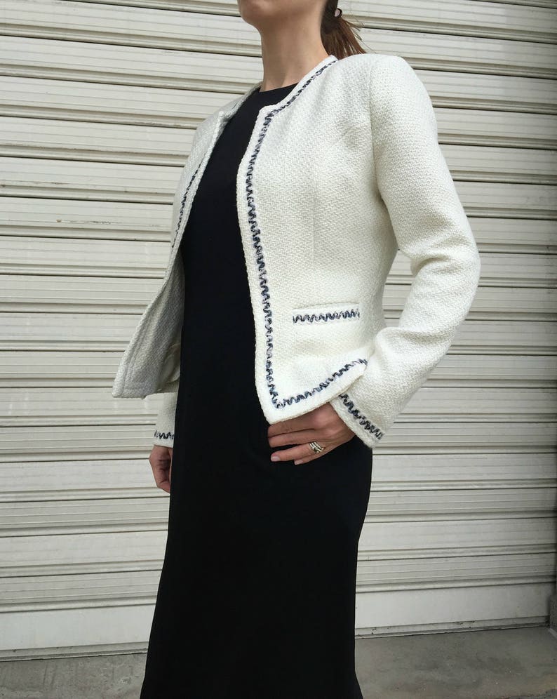 Women Ivory Boucle Jacket / Fashion Blazer / Lined Jacket with | Etsy