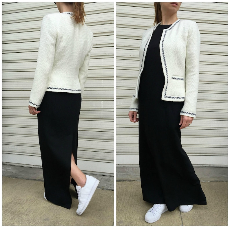 Women Ivory Boucle Jacket / Fashion Blazer / Lined Jacket with | Etsy