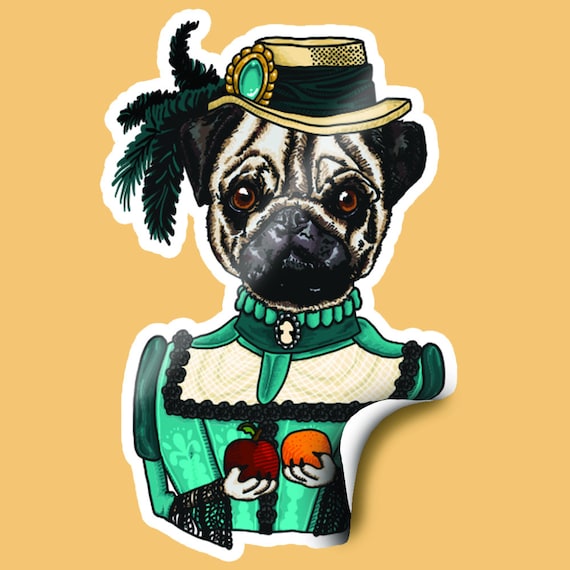 Victorian Pug Sticker - Etsy