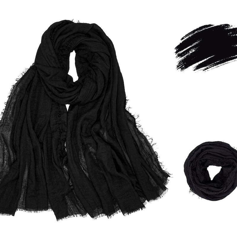 Solid Black Neck Scarf - Etsy UK