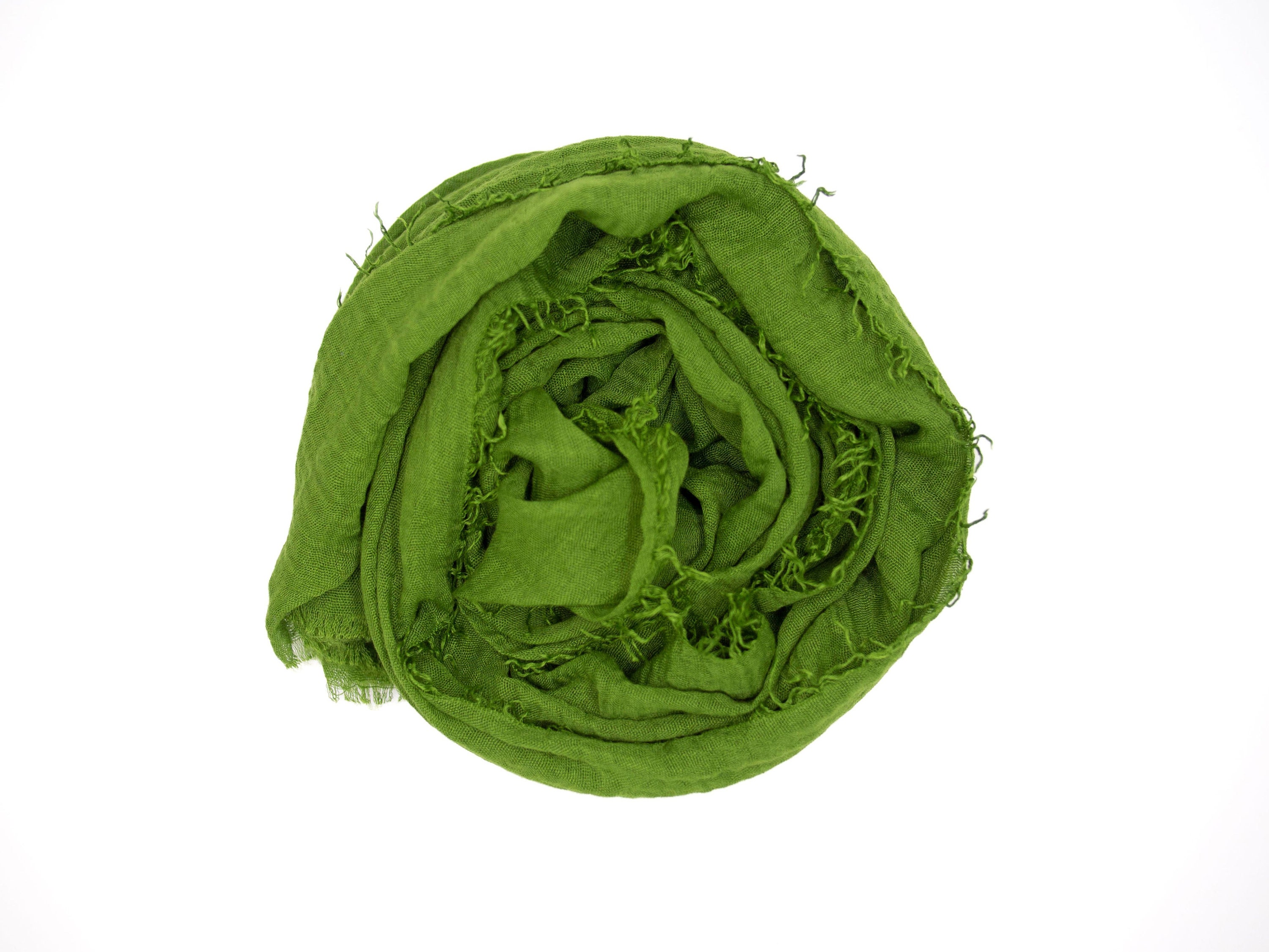 Grass Green Cotton Scarf, Natural Long and Thin All Season Comfortable ...