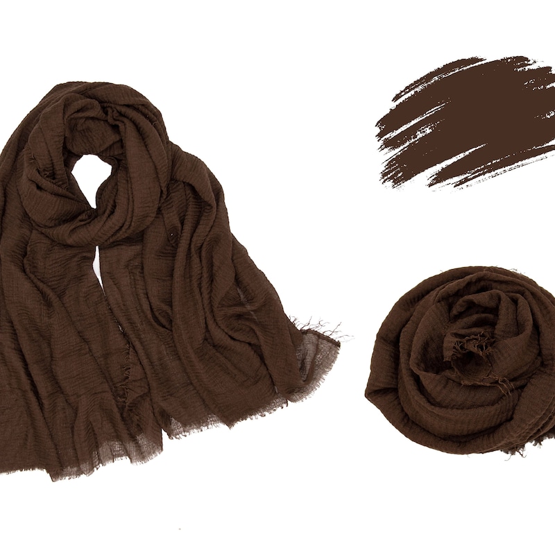 Brown Long Neck Scarf - Etsy UK