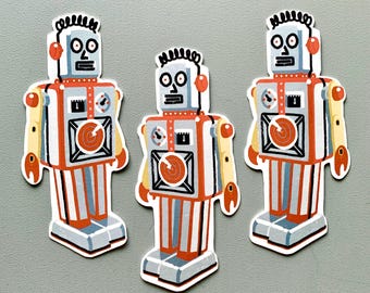 Initial Robot Bookmark, Robot Gift, Robot Bookmark, Hand Stamped, Robot ...