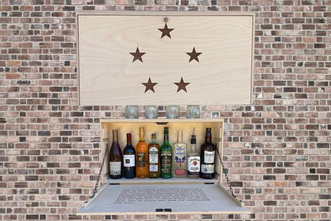 VERY UNIQUE: 27.5" W UPCYCLED Wine Crate Murphy Wall Bar. Authentic ...