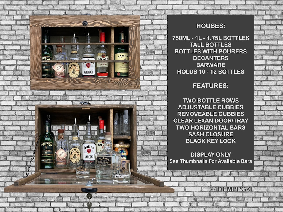 24 W deep Murphy Bar/wall Bar. 2 Horizontal Wood Bars. Clear LEXAN ...