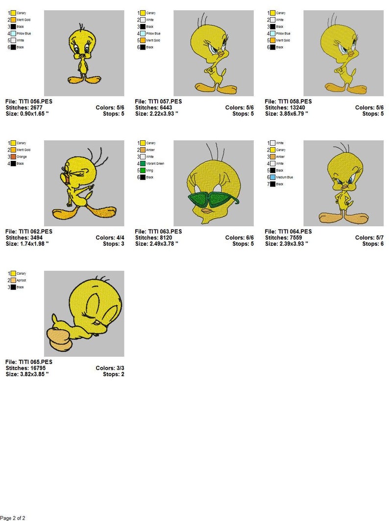 TWEETIE Designs for Embroidery Machine, Instant Download - Etsy
