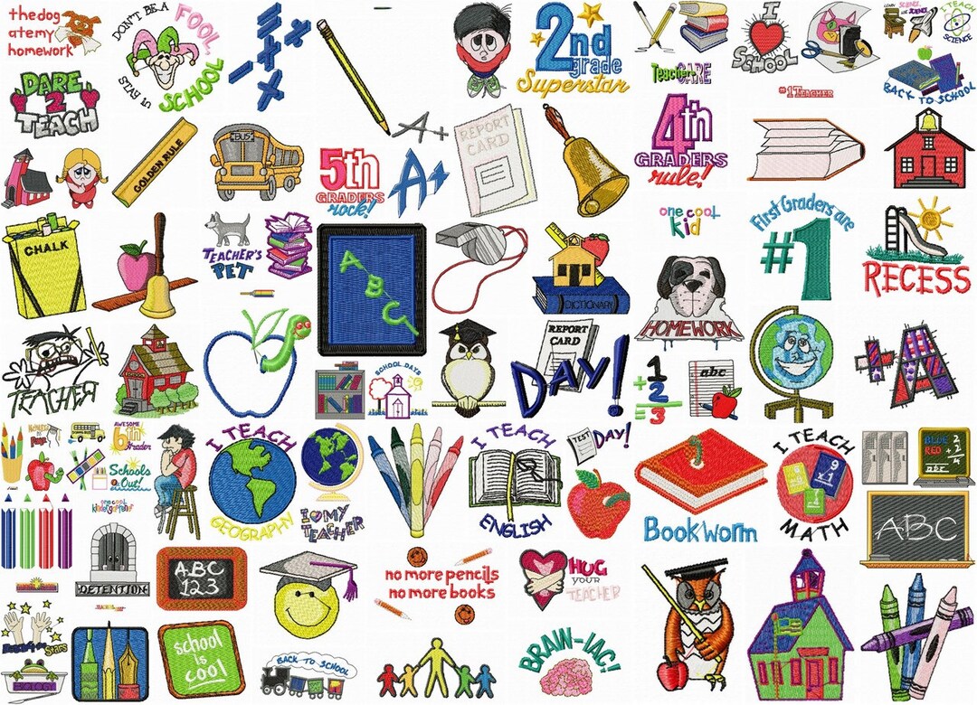 SCHOOL Designs for Embroidery Machine, Instant Download - Etsy