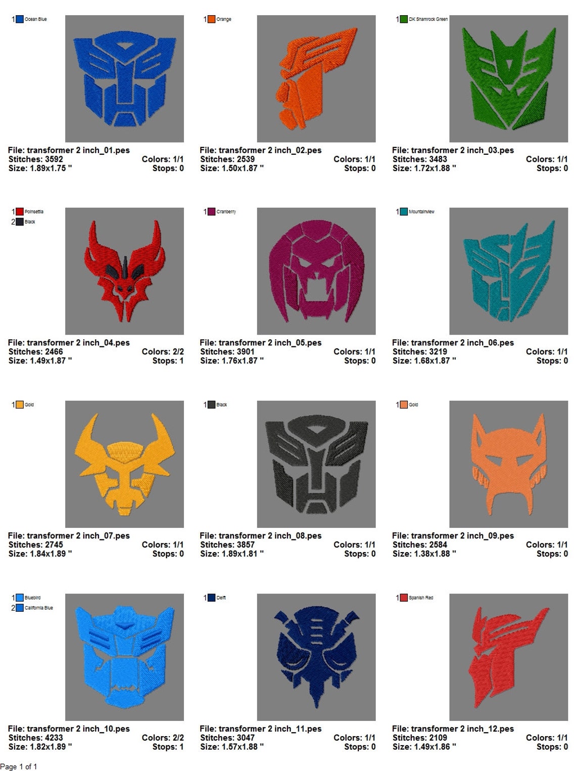 TRANSFORMERS Designs for Embroidery Machine Instant Download | Etsy