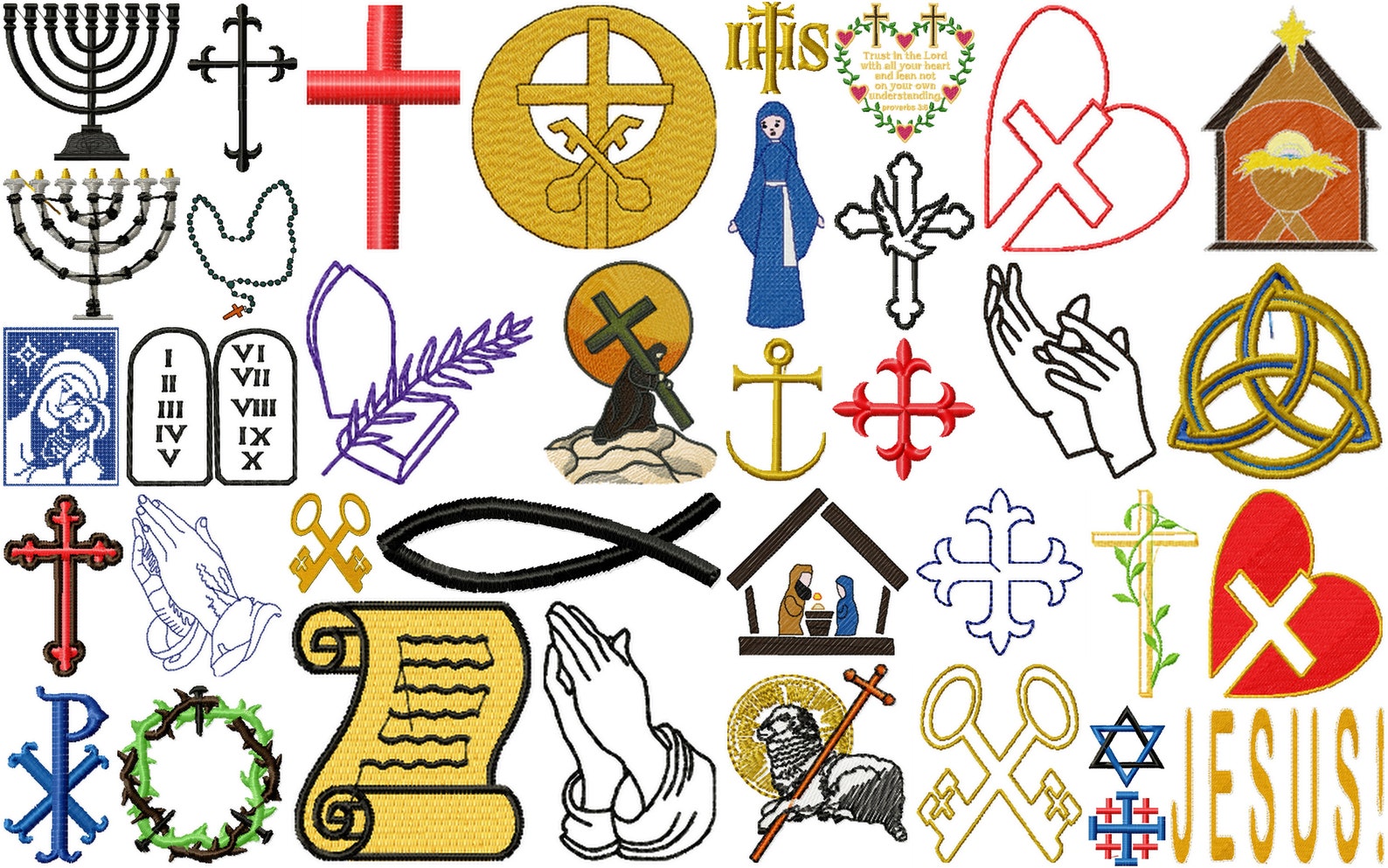 RELIGIOUS Symbol Designs for Embroidery Machine, Instant Download - Etsy