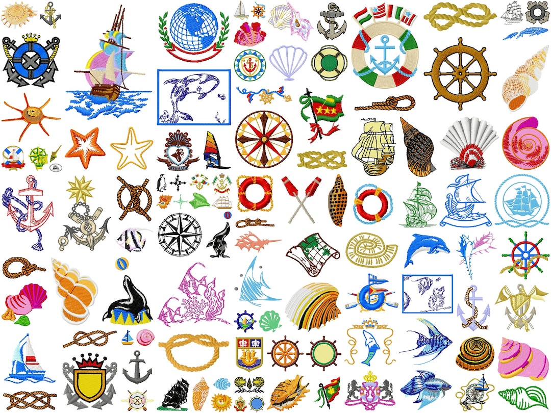 SEA NAUTICAL MARINE Designs for Embroidery Machine, Instant Download - Etsy