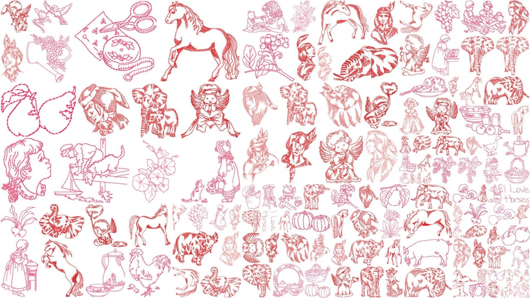 REDWORK Designs for Embroidery Machine, Instant Download - Etsy