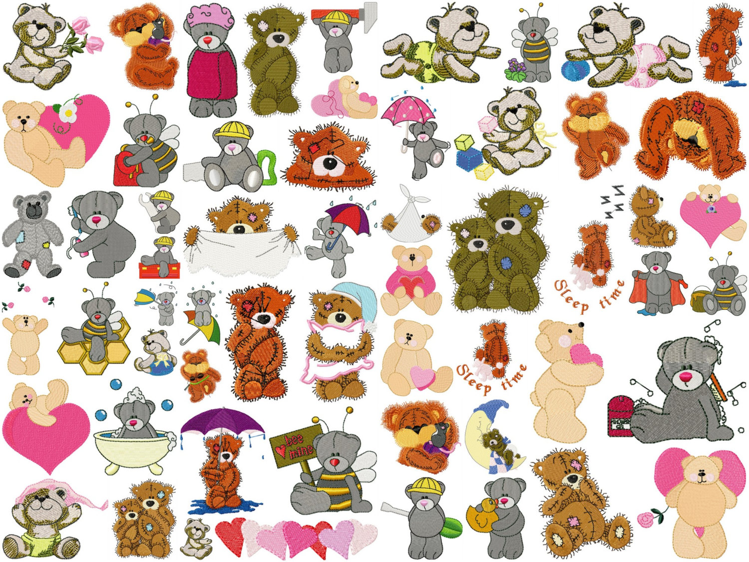 TEDDY BEAR Designs for Embroidery Machine, Instant Download - Etsy