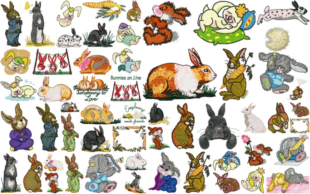 RABBIT / Lapin Designs for Embroidery Machine, Instant Download - Etsy