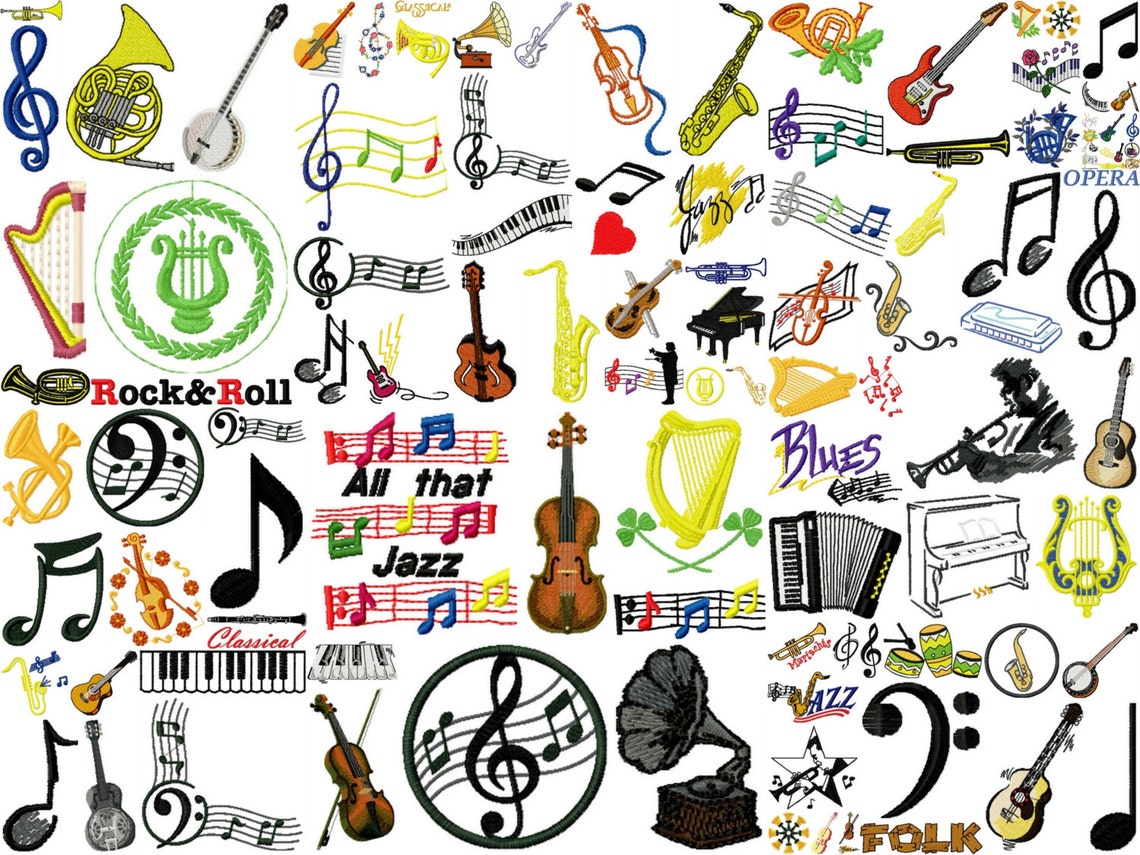 MUSIC Designs for Embroidery Machine, Instant Download - Etsy