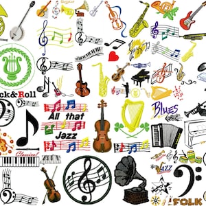 MUSIC Designs for Embroidery Machine, Instant Download - Etsy