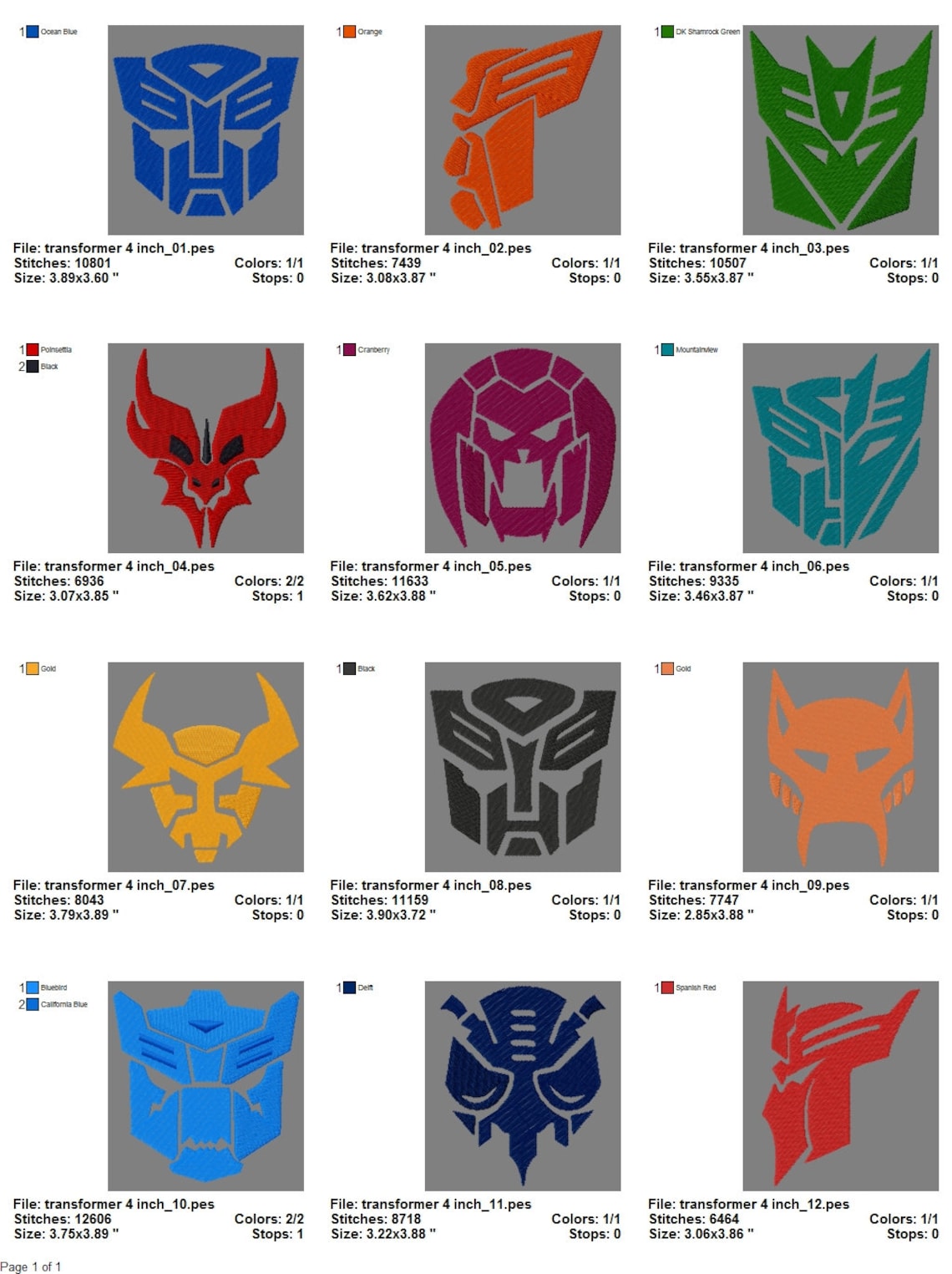 TRANSFORMERS Designs for Embroidery Machine Instant Download - Etsy
