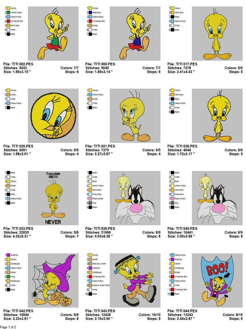 TWEETIE Designs for Embroidery Machine, Instant Download - Etsy