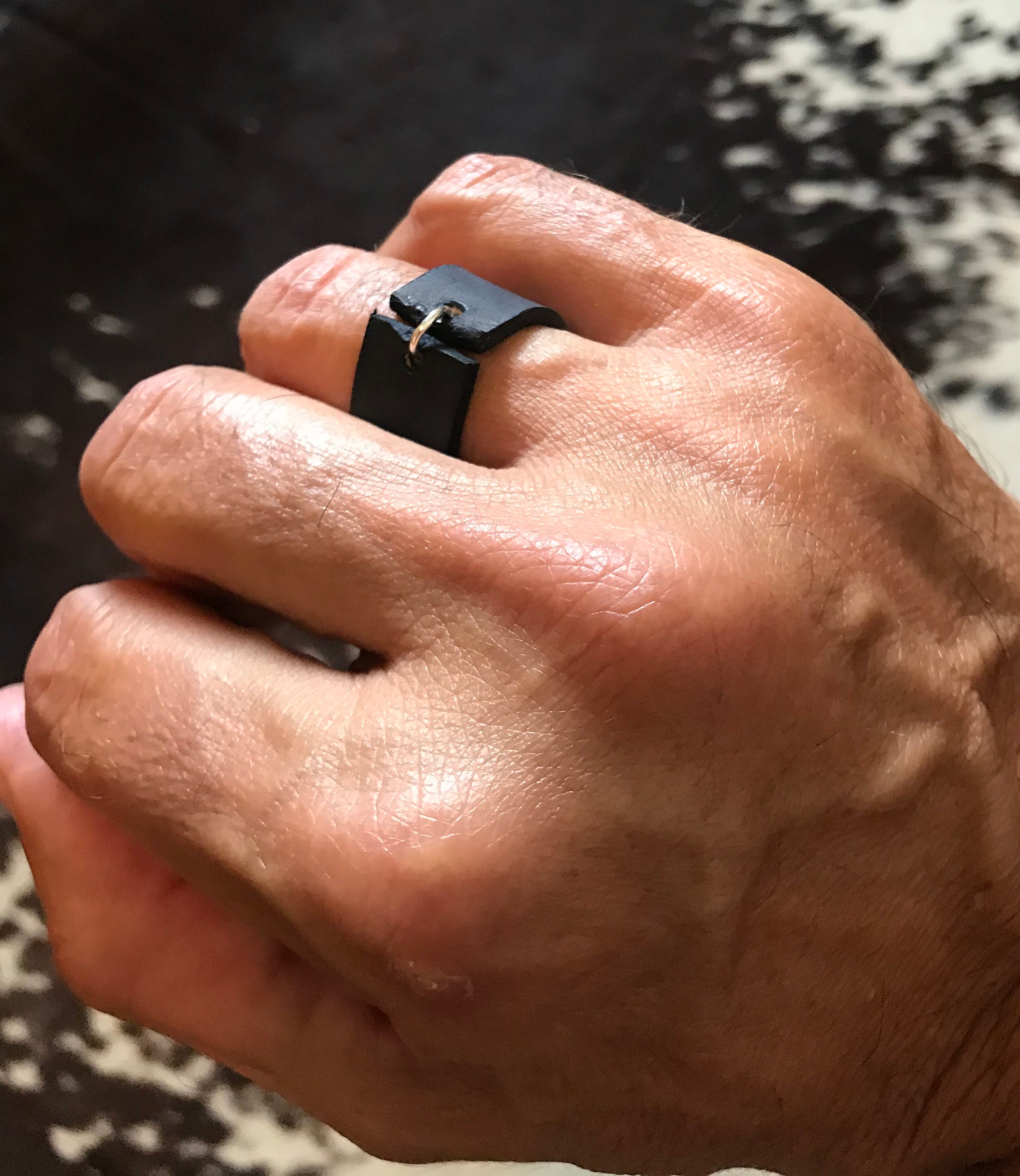 Black Leather Ring - Etsy
