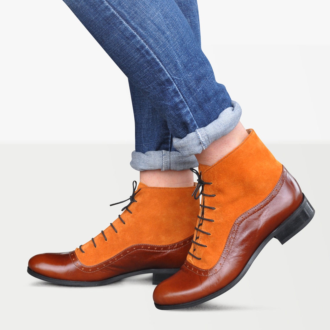 Armada Womens Fall Boots Lace-up Leather Boots Oxford - Etsy
