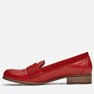 Richmond - Women's Red Penny Loafers, Fashionable Slip on Shoes With ...