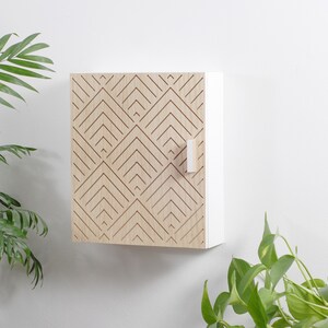 Key Cabinet, Key Box, Wooden Cabinet, Oak Mosaic, Modern Pattern ...