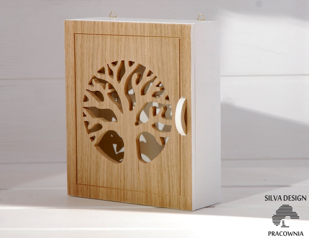Wooden Box for Keys Oak Tree White - Etsy