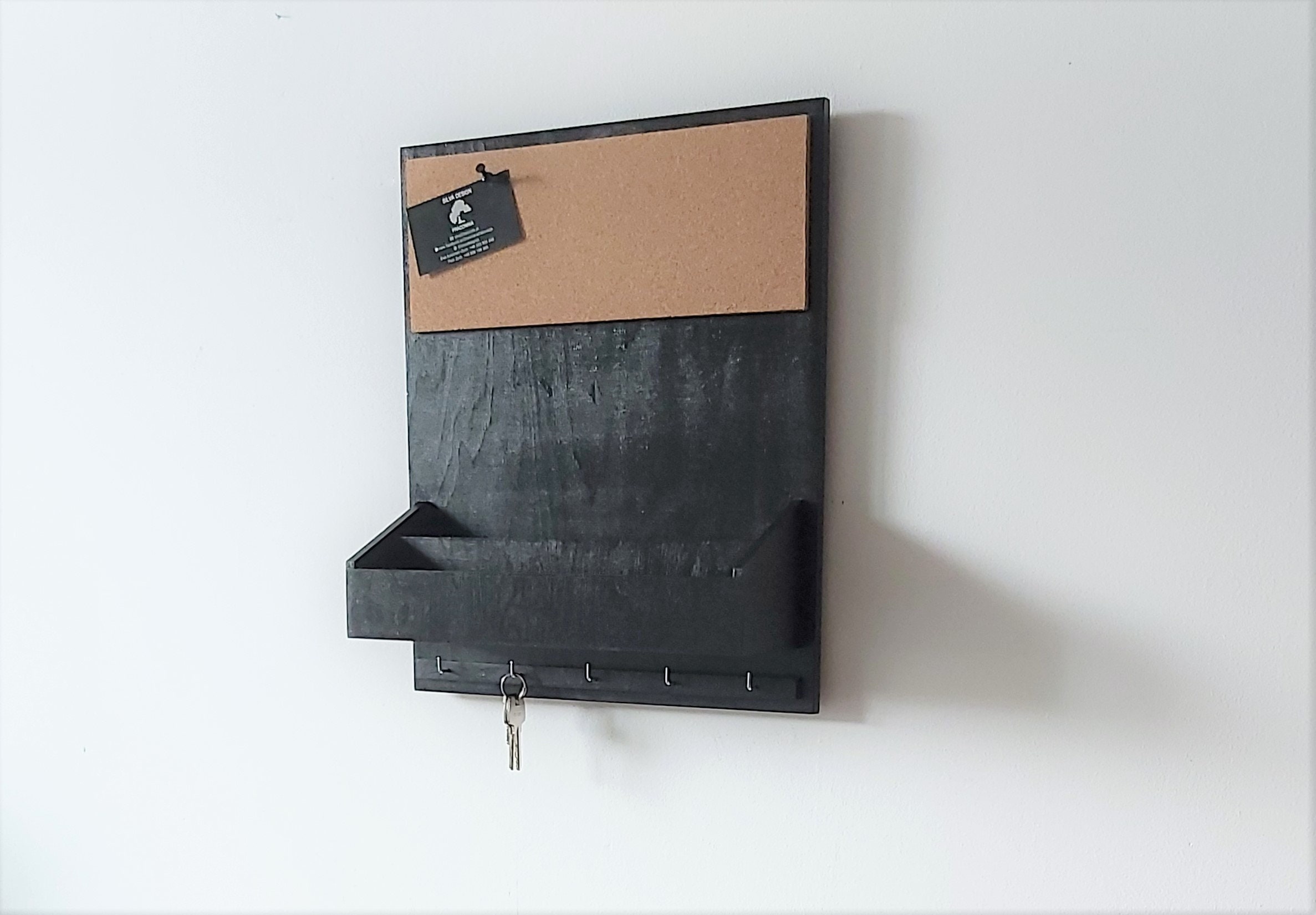 Wooden Organizer Wall Organizer Black Hanging A4 Cork - Etsy
