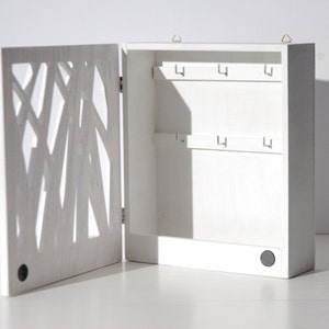 White Wooden Key Box Cabinet, Nature Inspired Design - Etsy