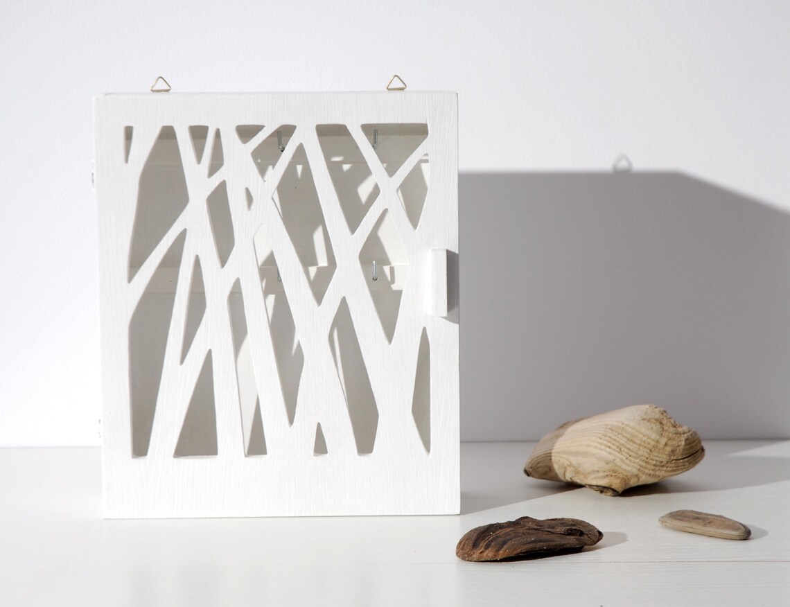 Key Box Key Cabinet nature White Wooden Box for - Etsy