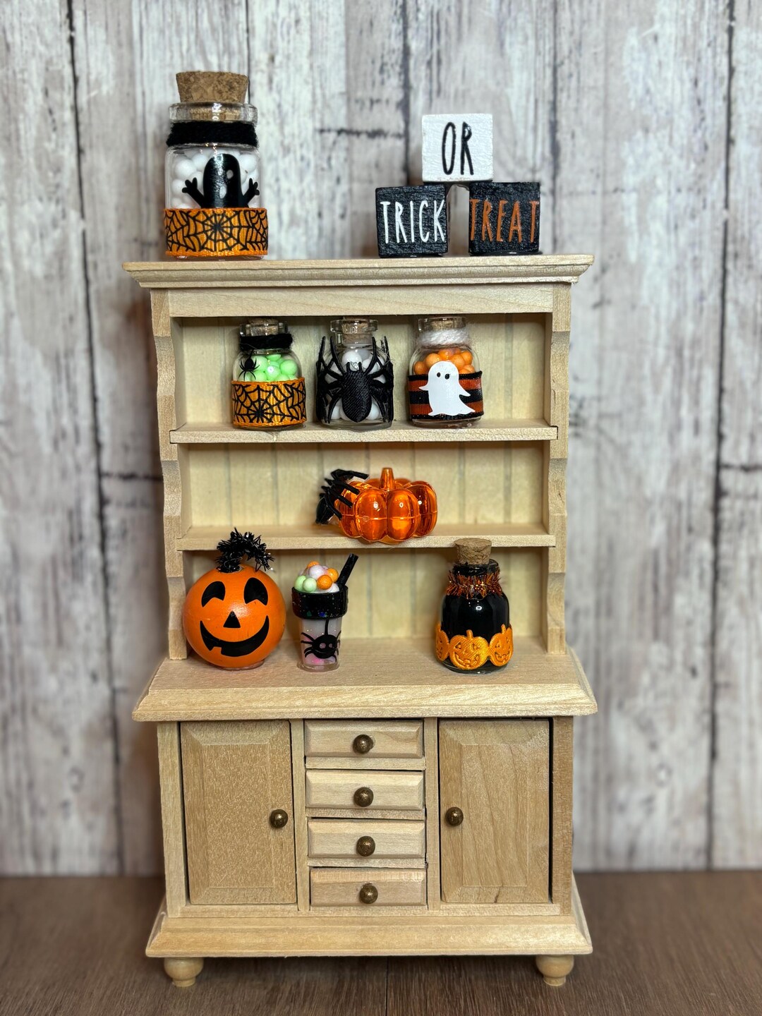 Handmade Miniature Halloween Hutch, 1:12 Scale Dollhouse, Fall Decor - Etsy