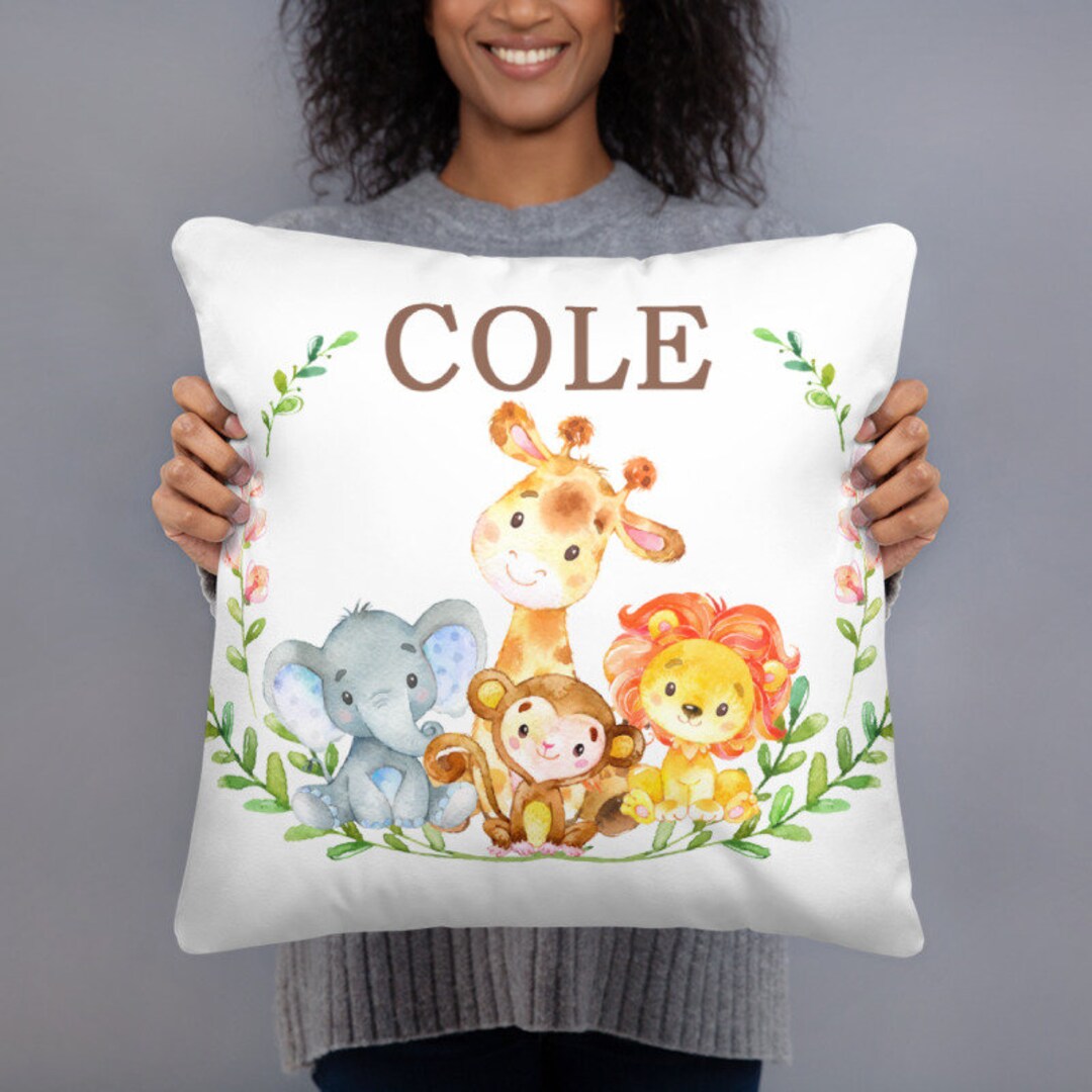 Safari Animals Name Pillow Animals Monogram Baby Shower Gift Baby ...