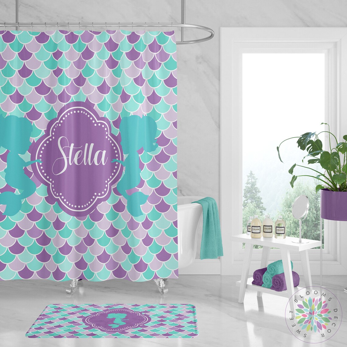 Mermaid Shower Curtain Mermaid Bathroom Decor Custom Mermaid Shower ...