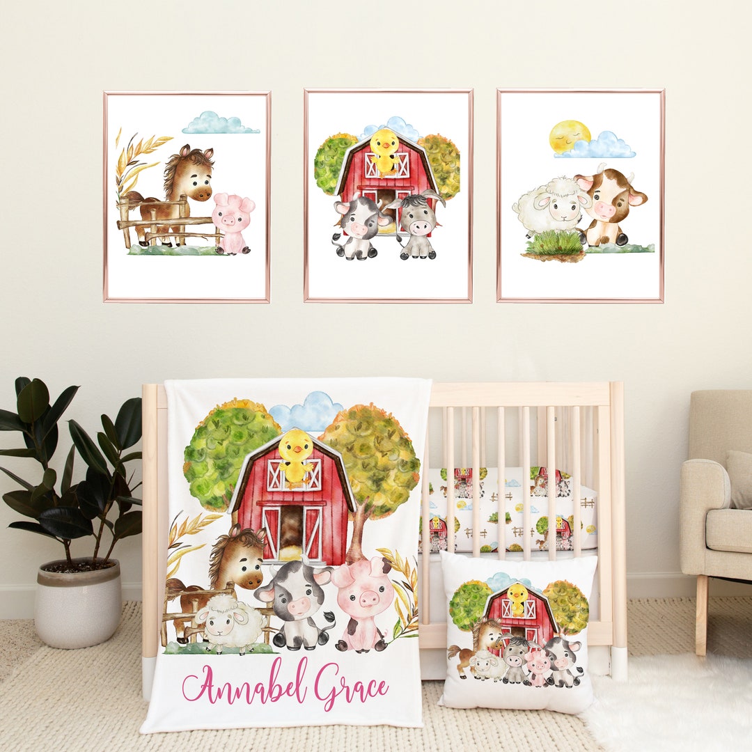 Farm Animals Baby Nursery Bedding Set Barnyard Farm Nursery Decor ...